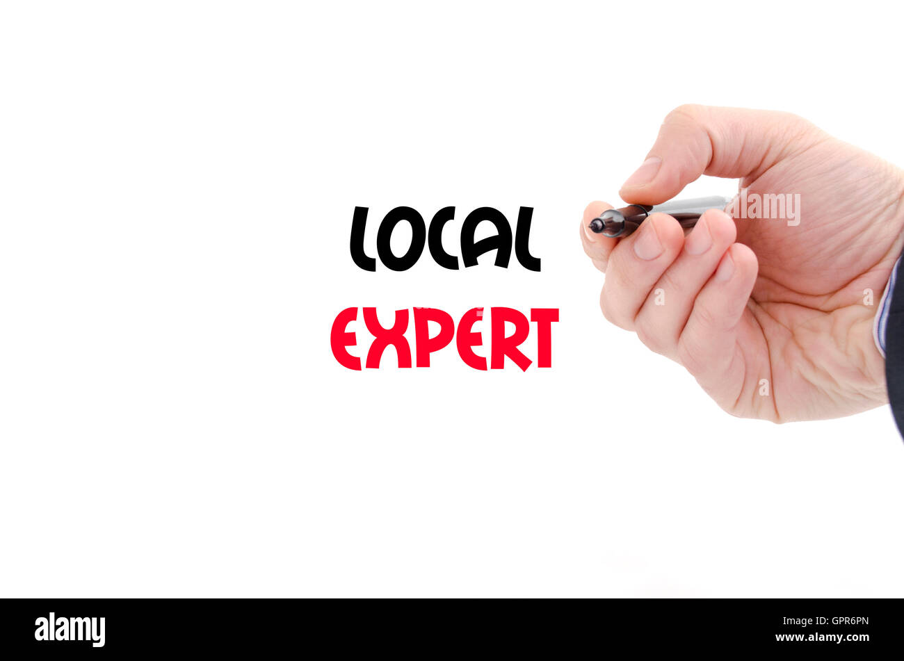 Local expert text concept isolated over white background Stock Photo ...
