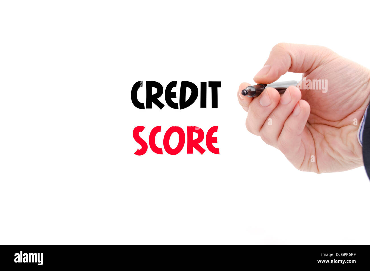 Credit score text concept isolated over white background Stock Photo ...