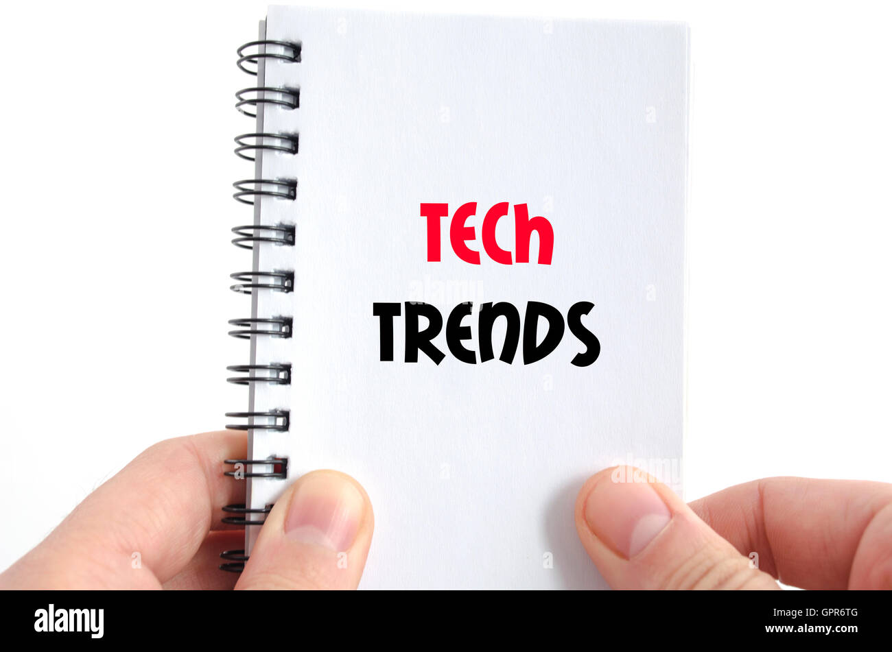 Tech trends text concept isolated over white background Stock Photo - Alamy