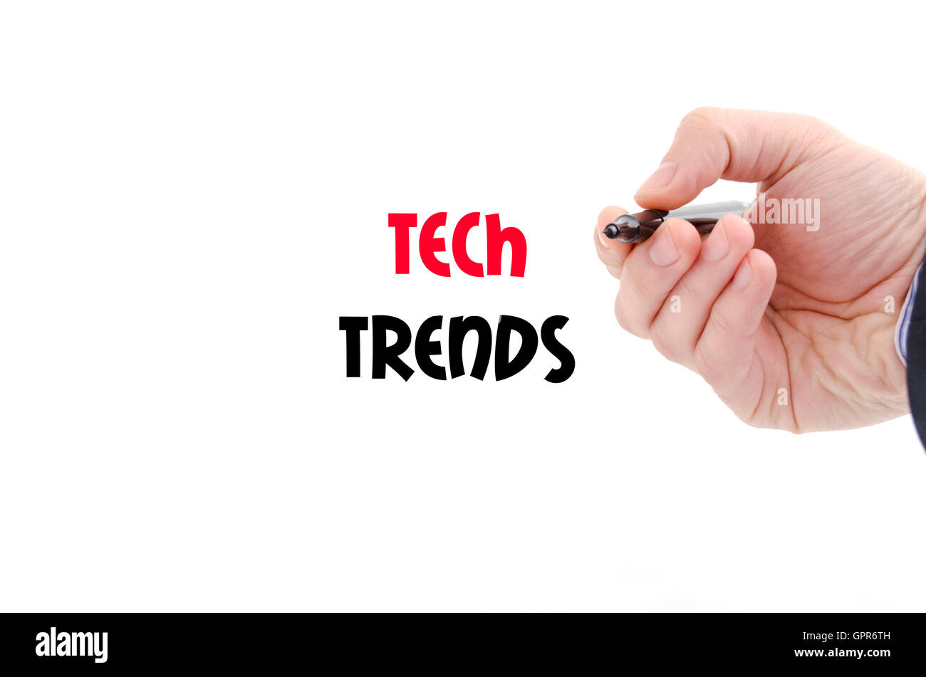 Tech trends text concept isolated over white background Stock Photo - Alamy