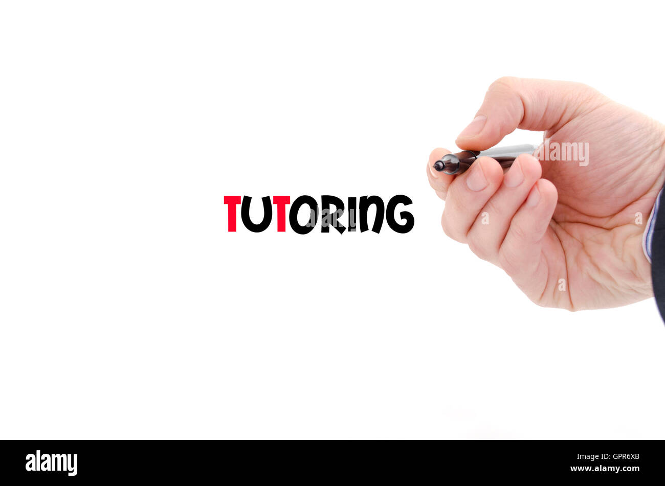 Tutoring text concept isolated over white background Stock Photo - Alamy