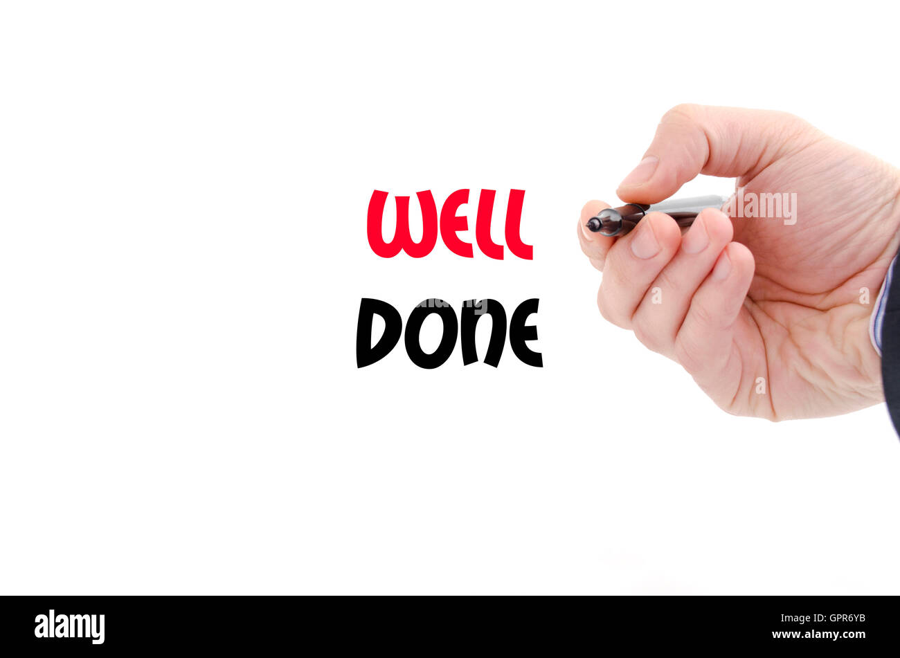Well done text concept isolated over white background Stock Photo - Alamy
