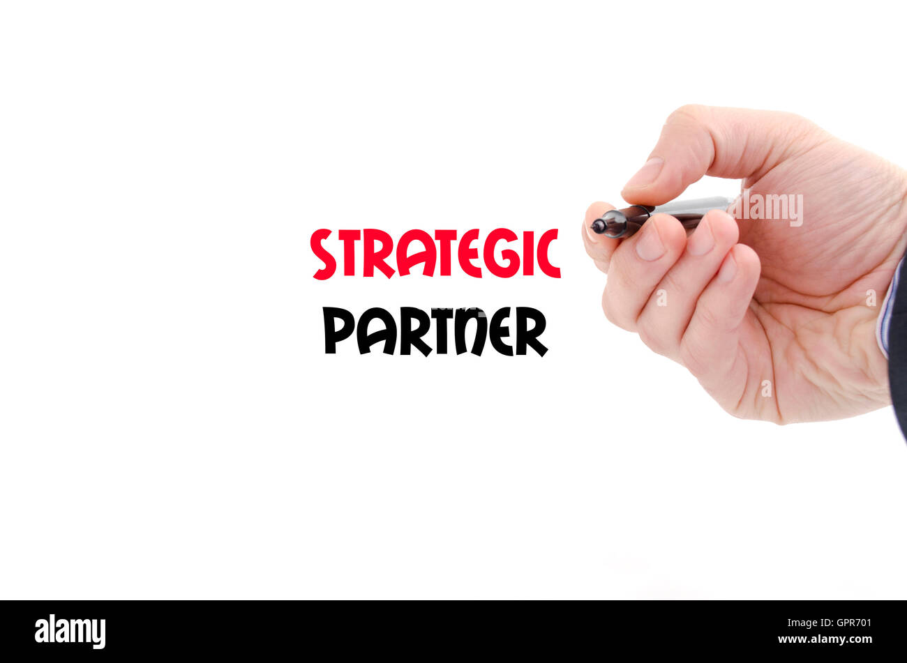 Strategic partner text concept isolated over white background Stock ...