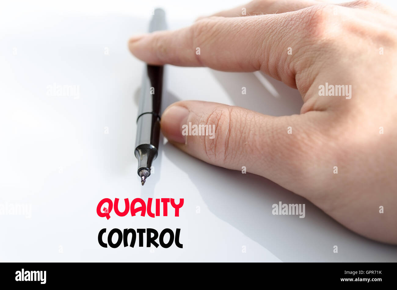 Quality control text concept isolated over white background Stock Photo ...