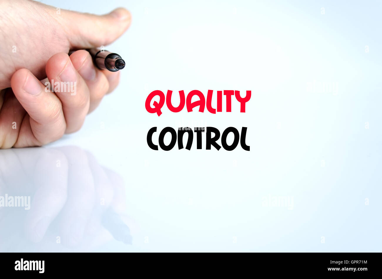 Quality control text concept Stock Photo - Alamy