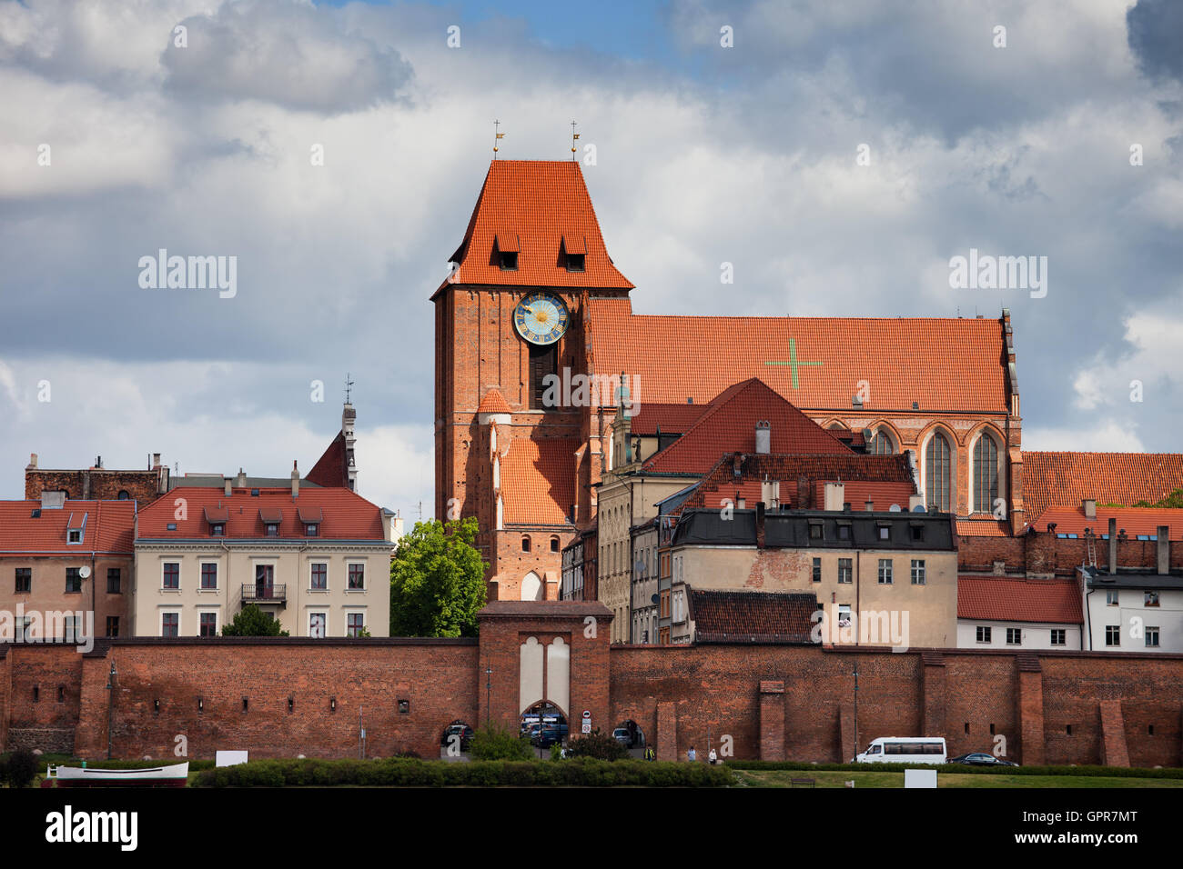 Old Town of Torun in Poland, houses, city wall fortification, Cathedral ...