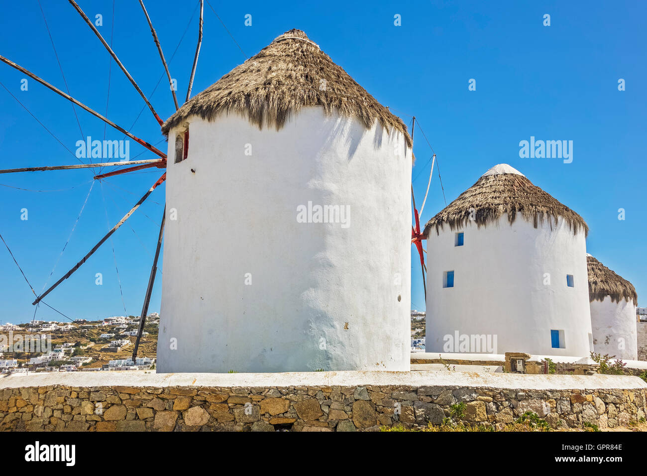 traditional Greek windmills Mykonos Greece Stock Photo - Alamy