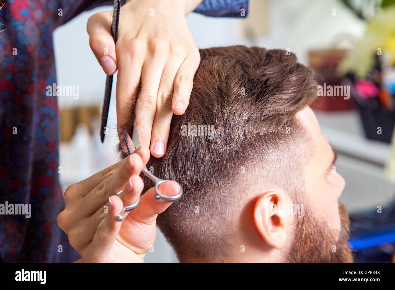 Serious man barber razor hi-res stock photography and images - Alamy