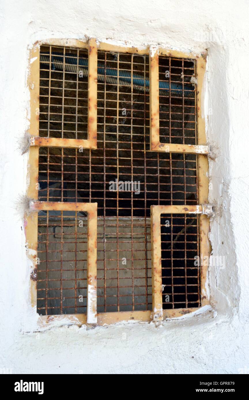 Railing of window in the shape of iron cross Stock Photo - Alamy