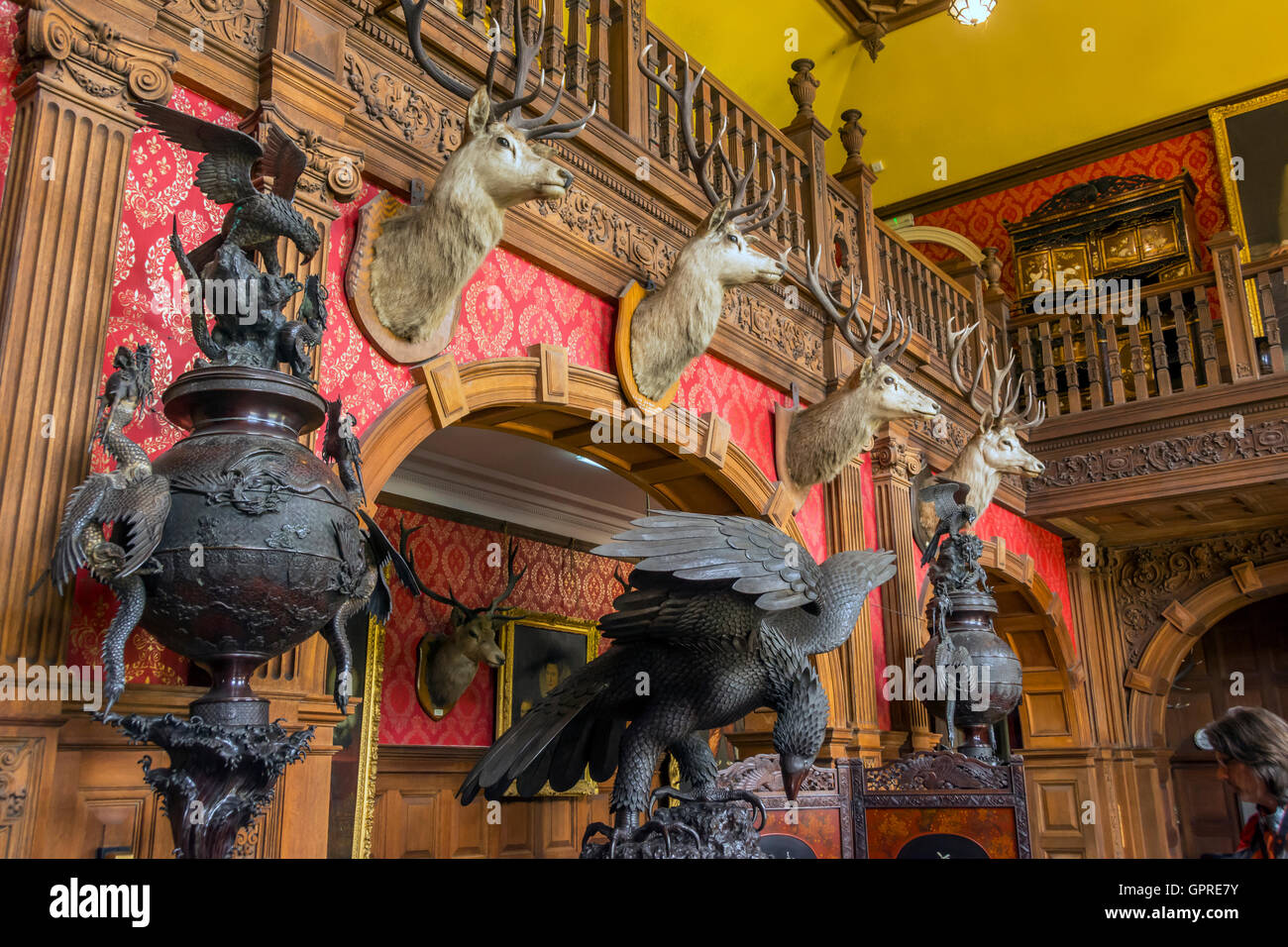 The Grand Hall inside Kinloch Castle, Isle of Rum, Scotland, UK Stock ...