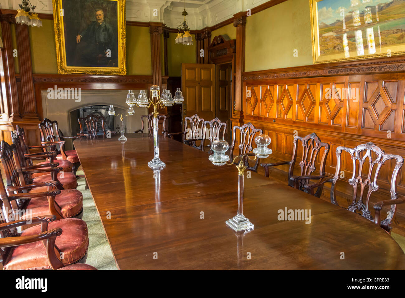 The Dining Room, inside Kinloch Castle, Isle of Rum, Scotland, UK Stock ...