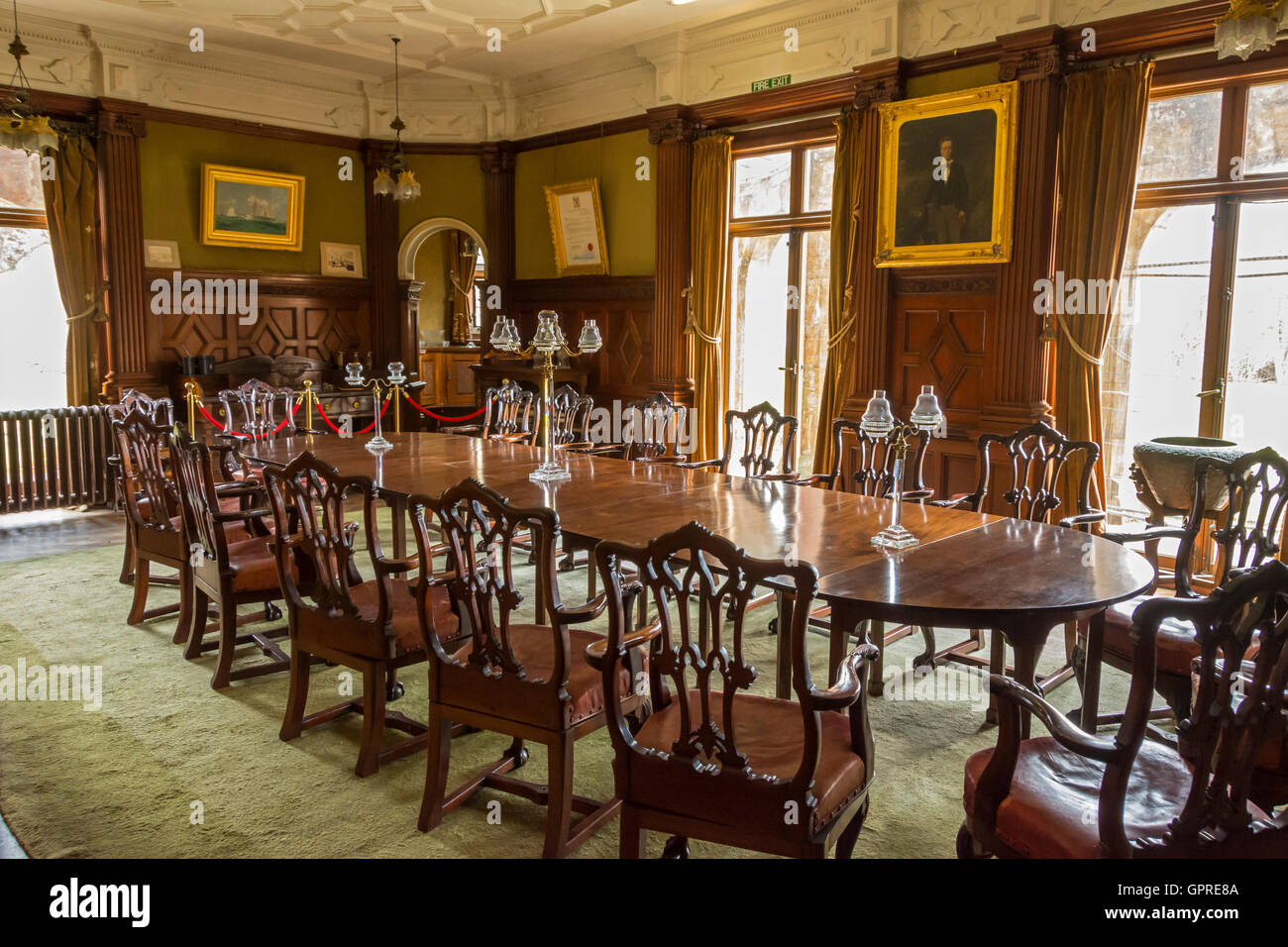 The Dining Room, inside Kinloch Castle, Isle of Rum, Scotland, UK Stock ...