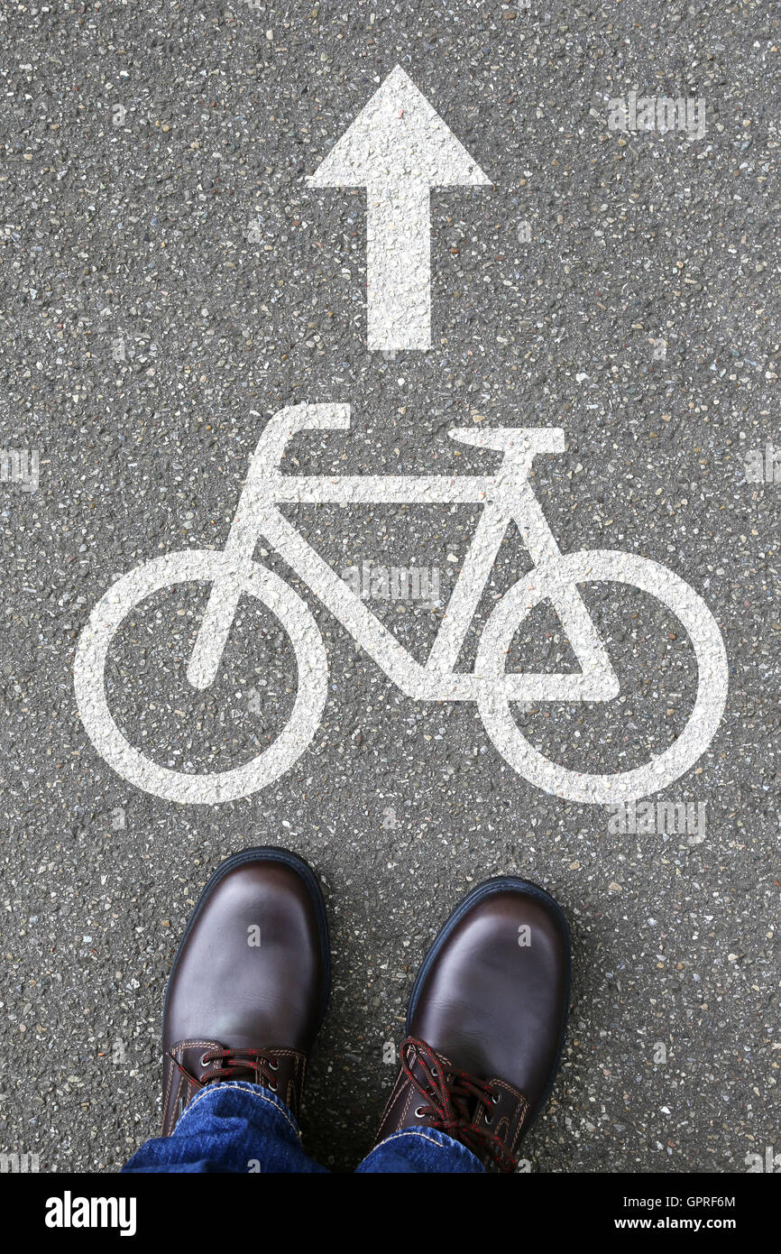 Man people bike lane path way bicycle road traffic city transport Stock ...