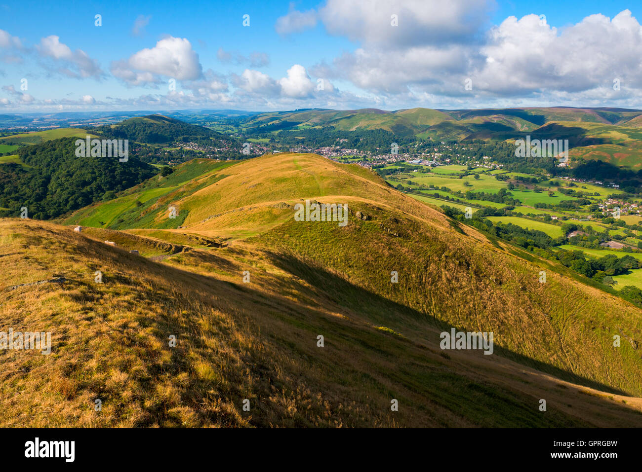 Shropshire Hills and Church Stretton from Caer Caradoc, England, UK ...