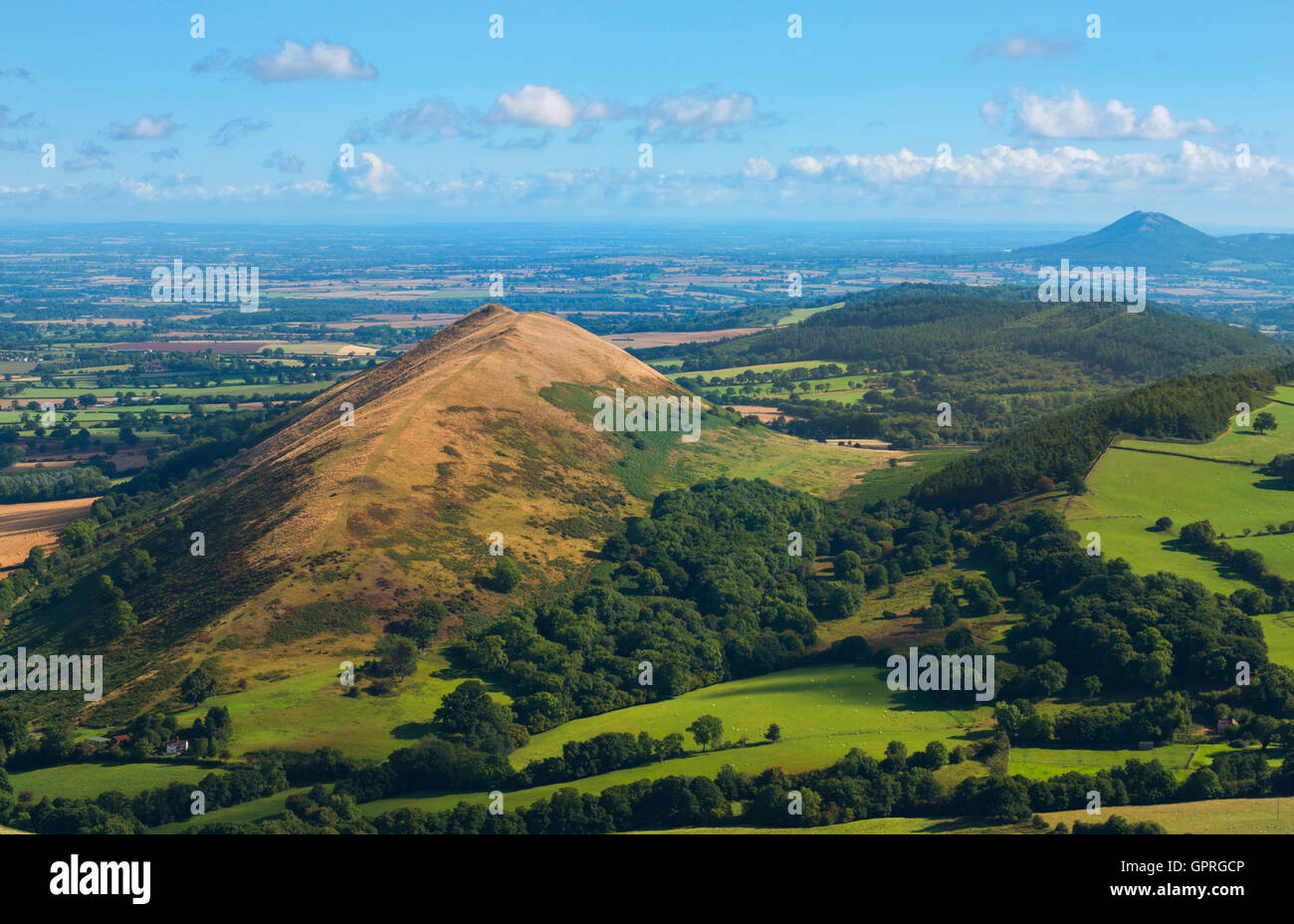 The Lawley and the Wrekin in summertime, seen from Caer Caradoc ...