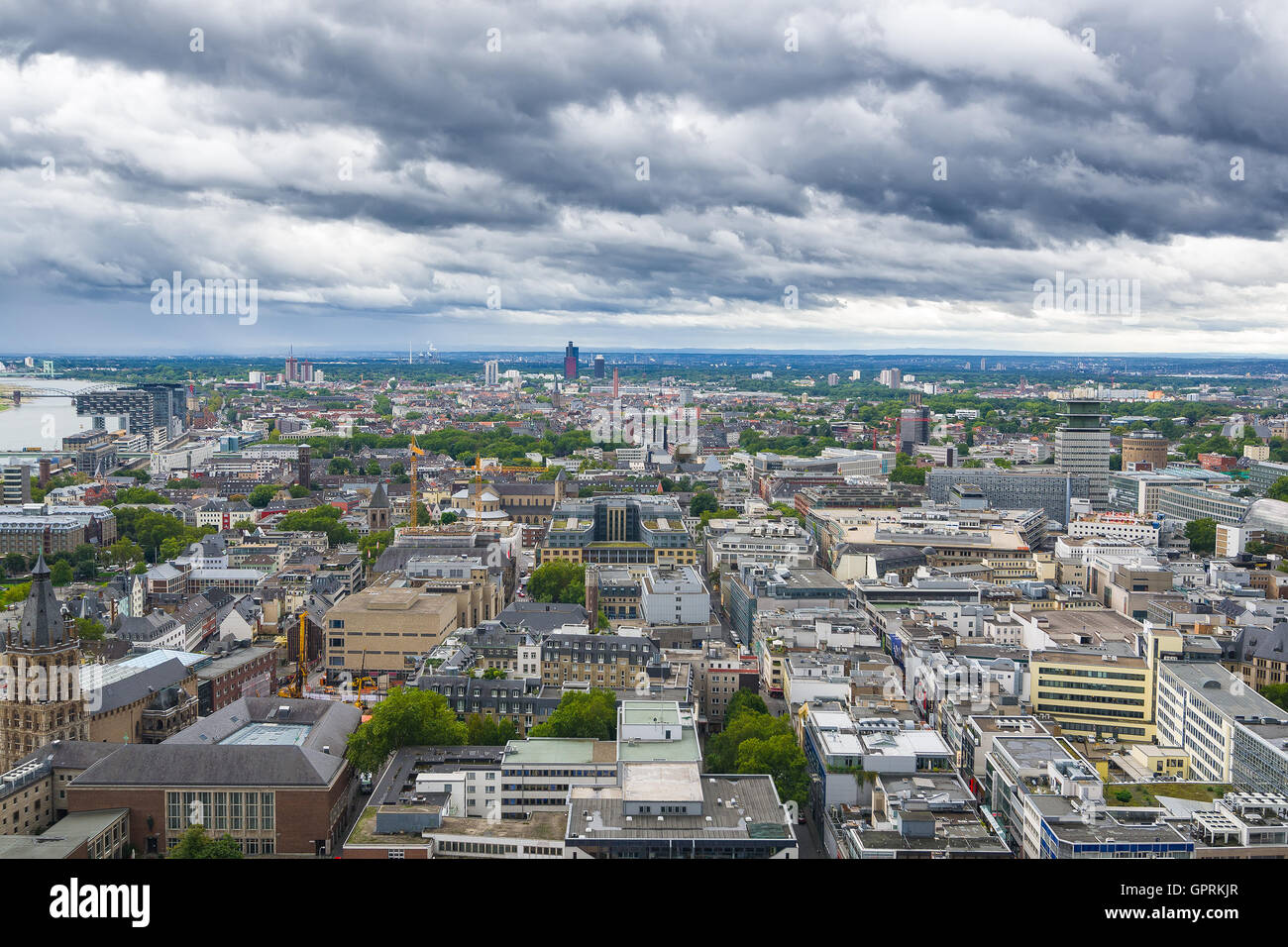 Aerial view of Cologne from the viewpoint of Cologne Cathedral Stock ...