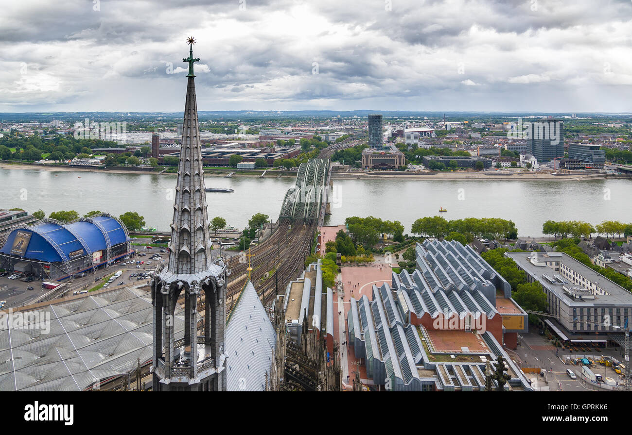 Aerial view of Cologne from the viewpoint of Cologne Cathedral Stock ...