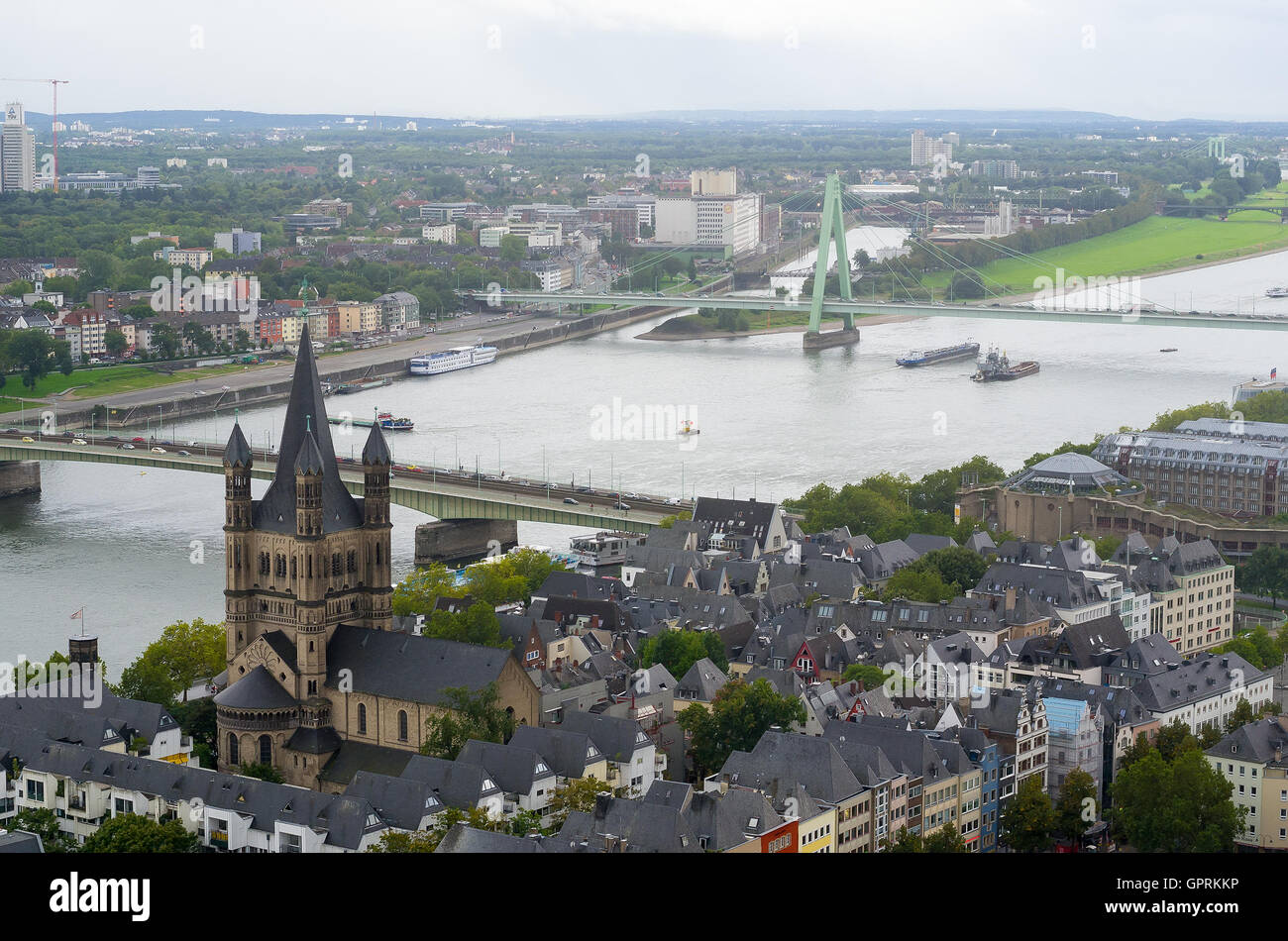 Aerial view of Cologne from the viewpoint of Cologne Cathedral Stock ...