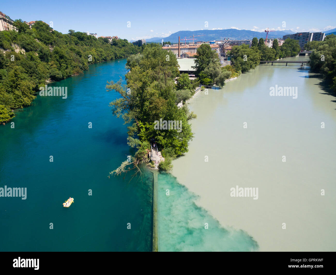 Aerial view arve rhone river hi-res stock photography and images - Alamy