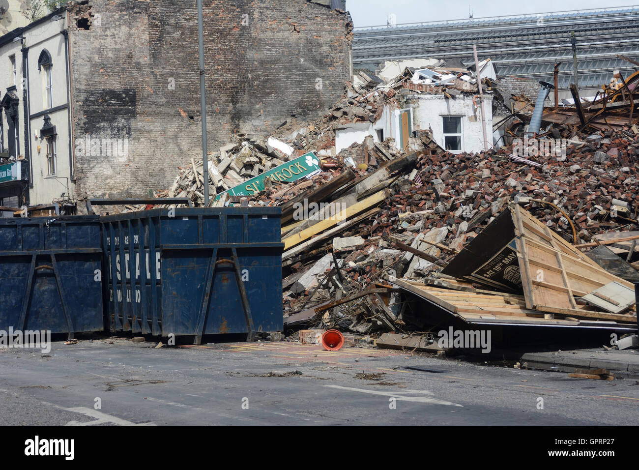 Demolition of buildings in Lime Street, Liverpool to make way for new ...
