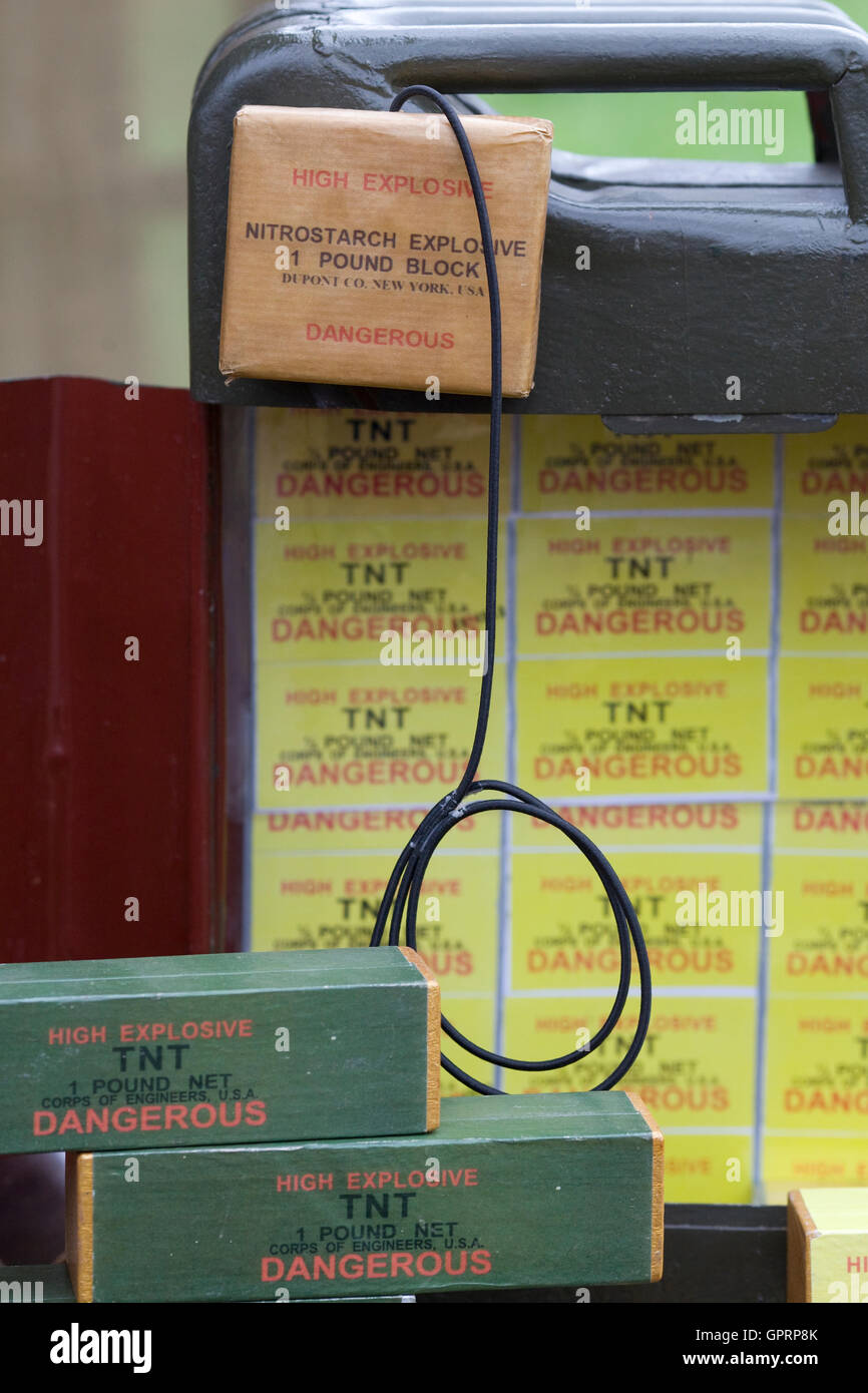 Nitrostarch explosive and TNT High explosives and dynamite with fuse ...