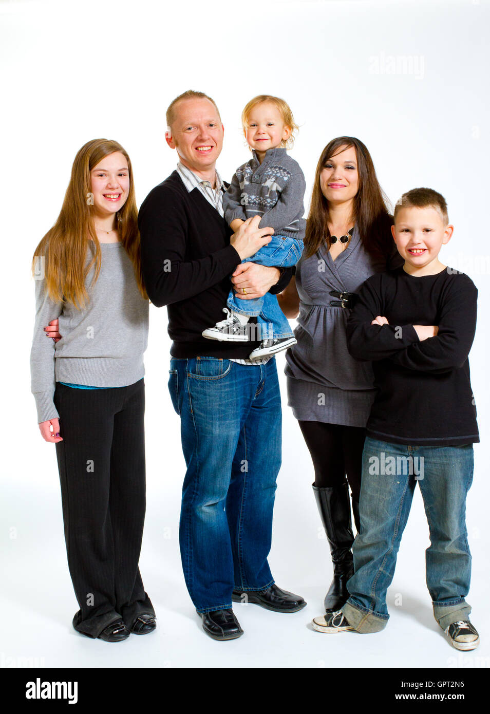 Family of Five Isolated Stock Photo - Alamy