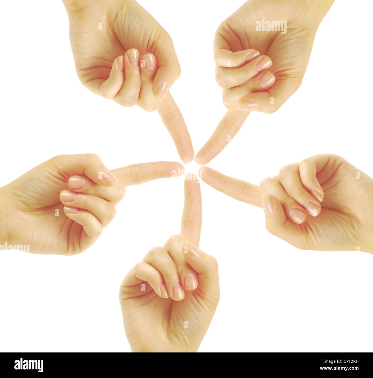 Hands of teamwork , forming the star shape Stock Photo - Alamy