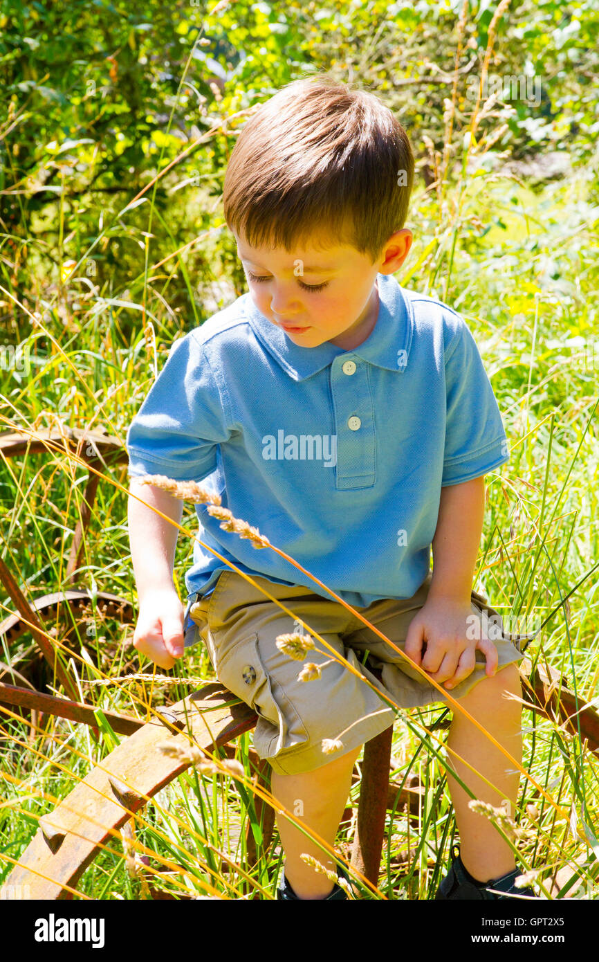 Young Boy Outside Stock Photo - Alamy