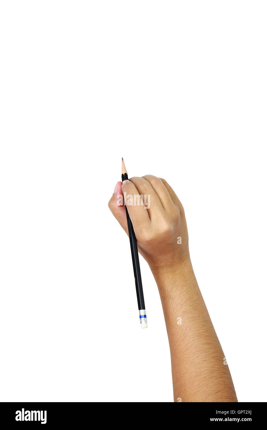 human hands with pencil and writting something Stock Photo - Alamy
