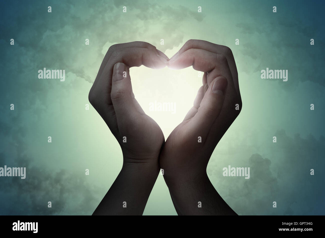 love shape hand silhouette Stock Photo - Alamy