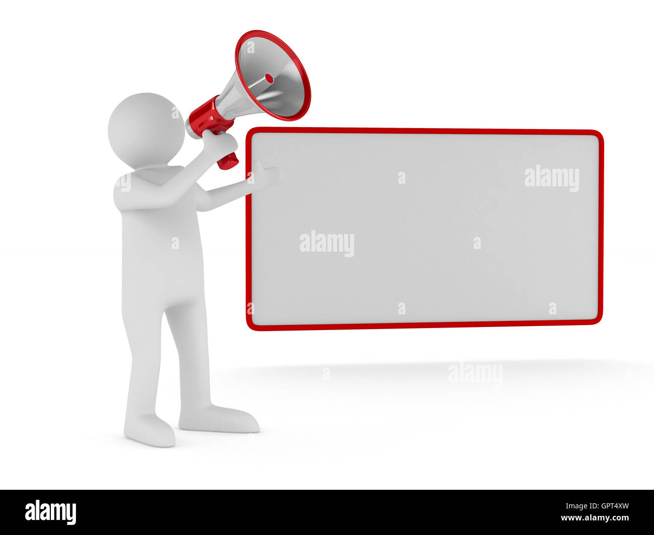 orator speaks in megaphone. Isolated 3D image Stock Photo - Alamy