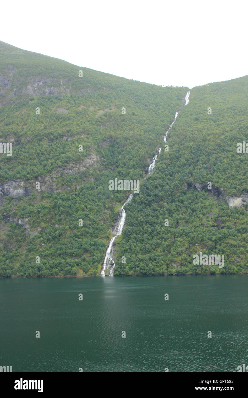 Waterfall in a Norwegian Fjord Stock Photo - Alamy