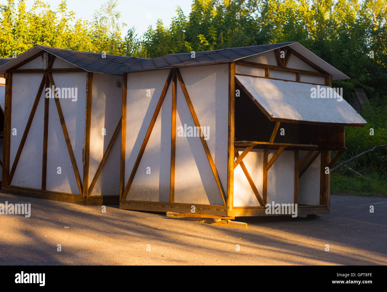 Empty Old Fair Stands Stock Photo - Alamy