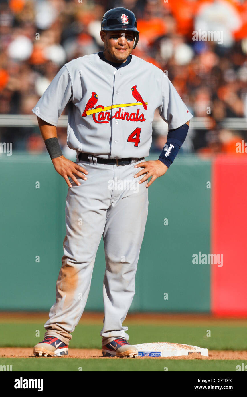April 8, 2011; San Francisco, CA, USA; St. Louis Cardinals catcher ...