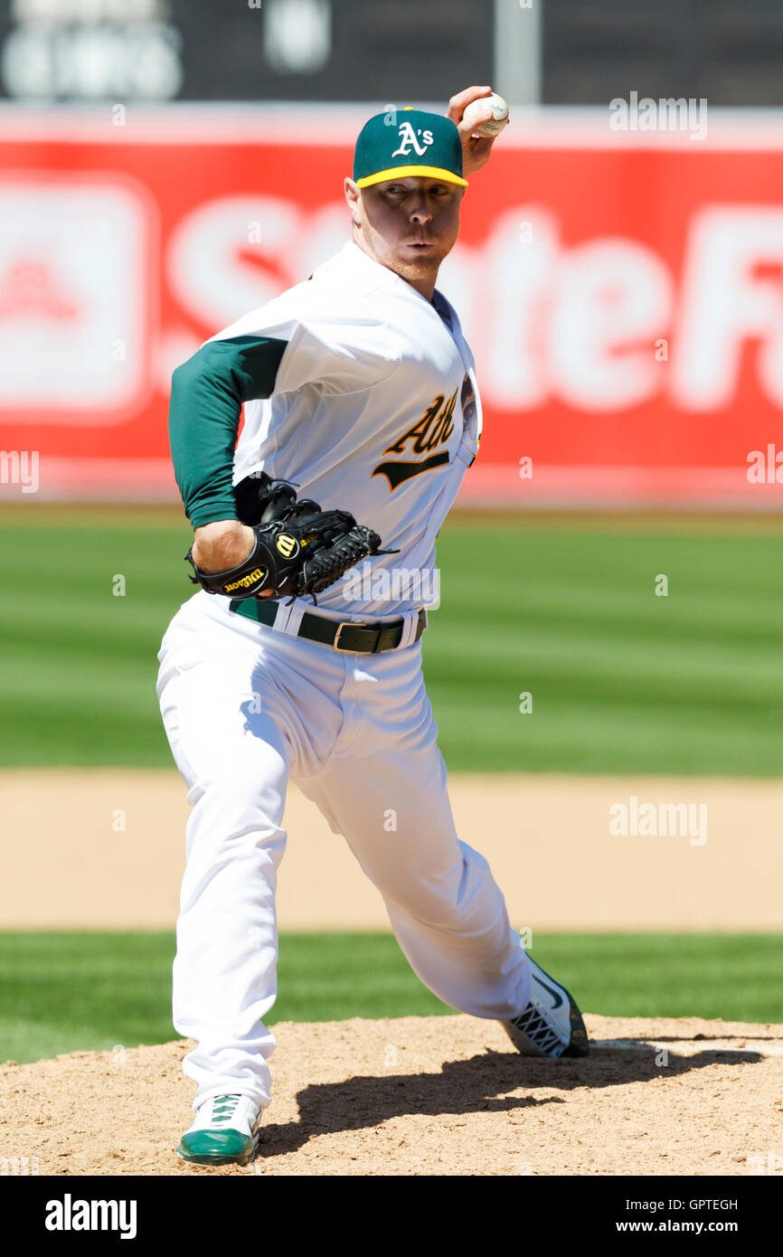 April 30, 2011; Oakland, CA, USA; Oakland Athletics relief pitcher ...