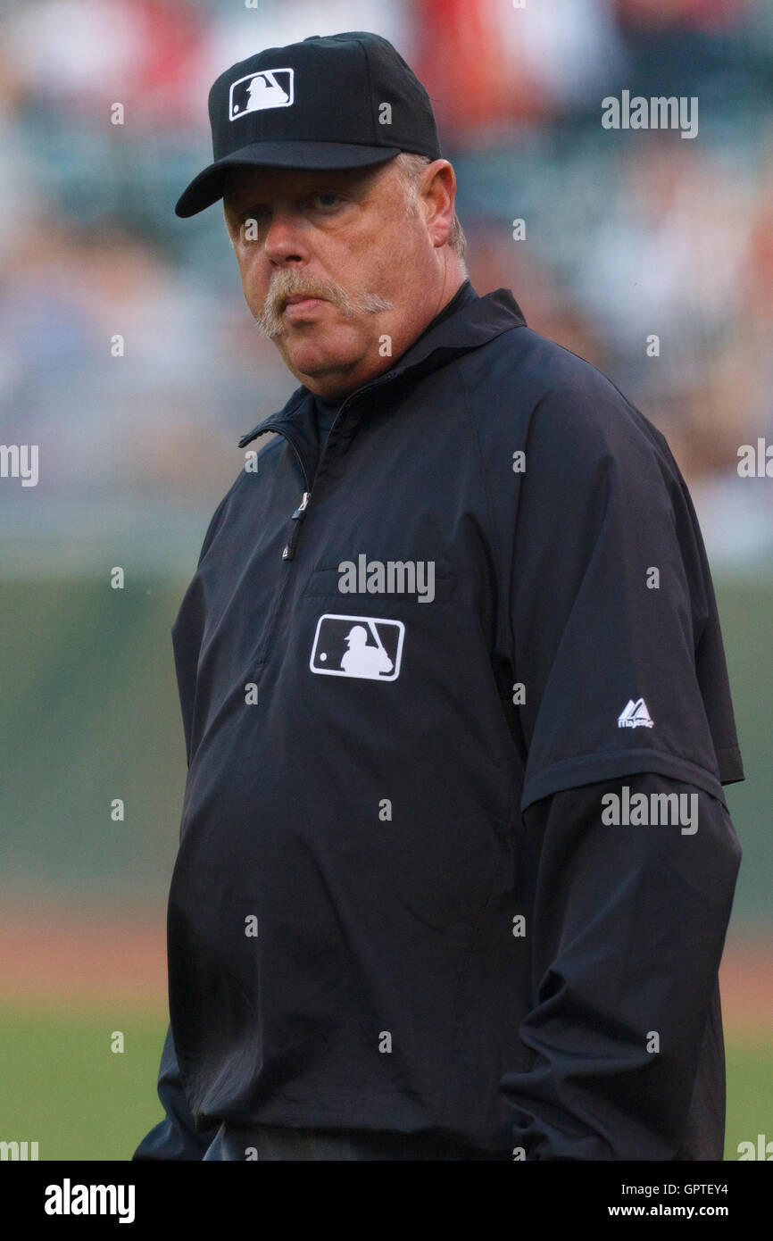 May 4, 2011; Oakland, CA, USA; Third base umpire Jim Joyce (66) enters ...