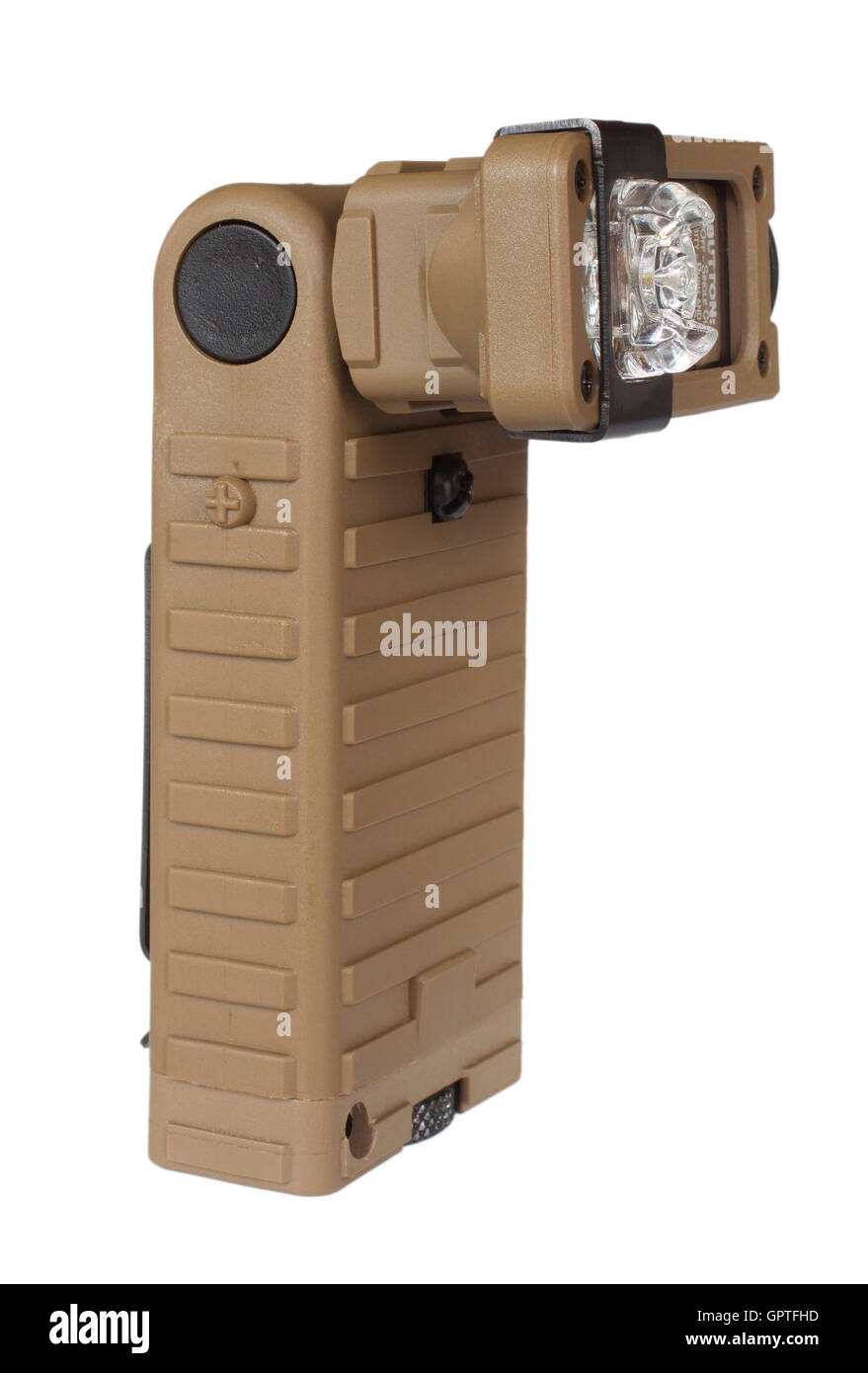 Brown flashlight with a rotating head isolated on white Stock Photo - Alamy