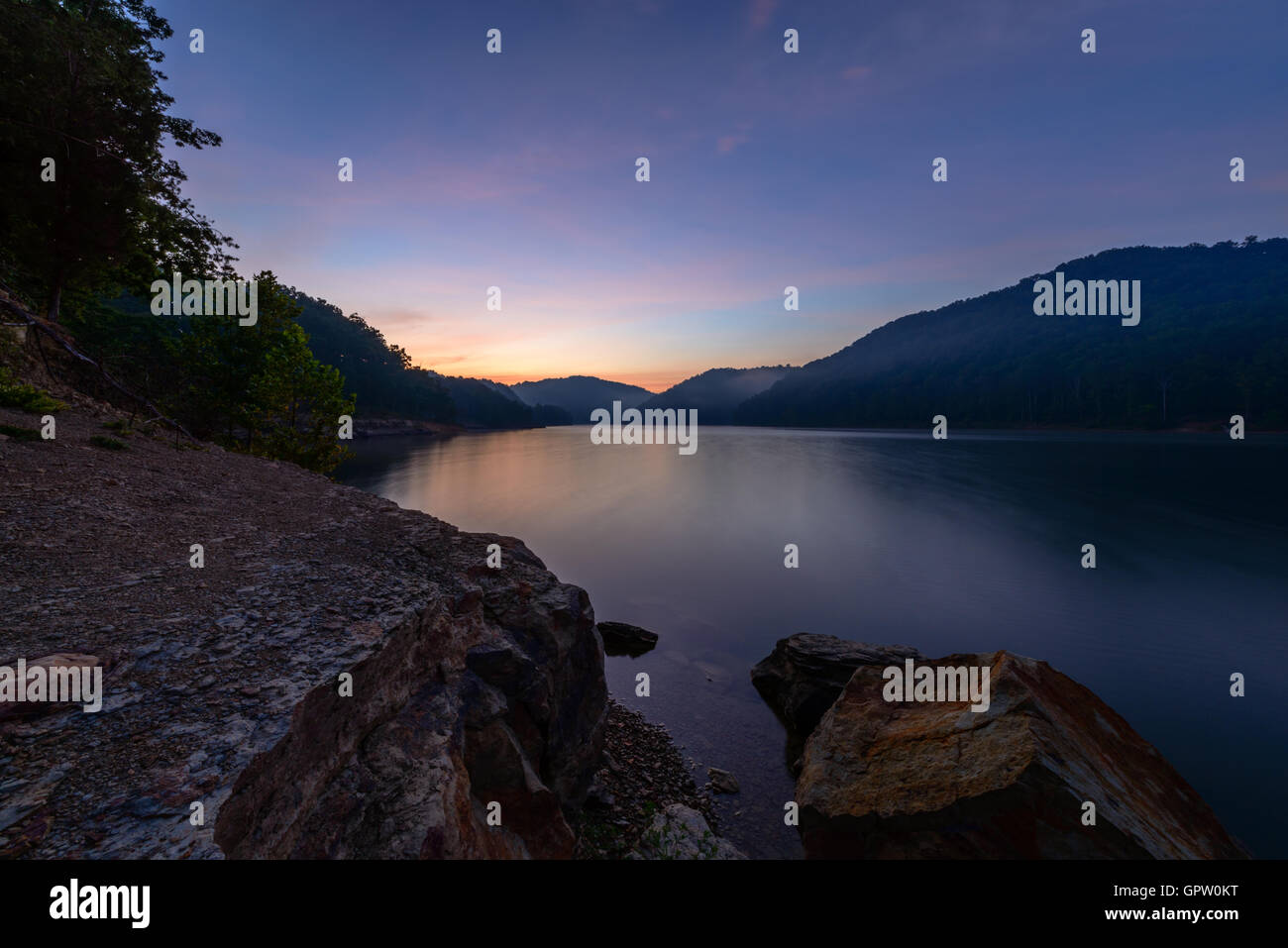 An amazing sunrise over Cave Run Lake in the Daniel Boone National ...