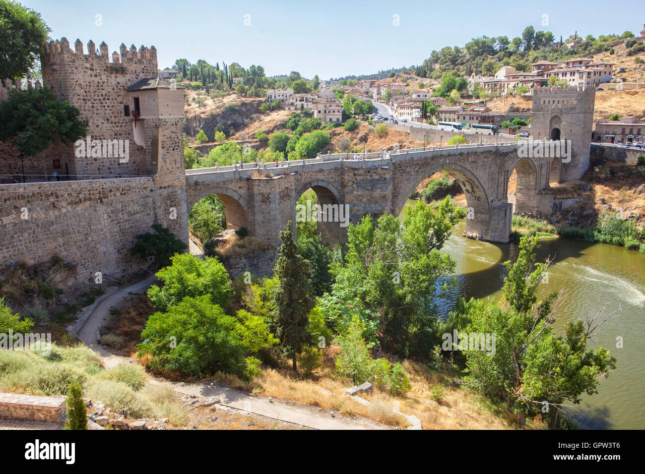 Saint Martin medieval bridge in Toledo, Spain Stock Photo - Alamy