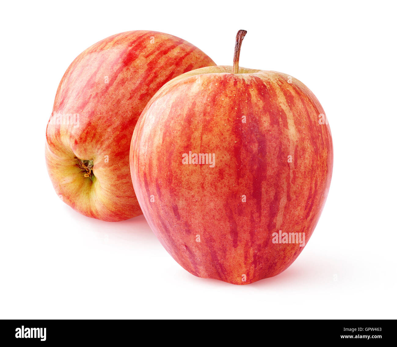 Isolated apples. Two red apples isolated on white background with ...