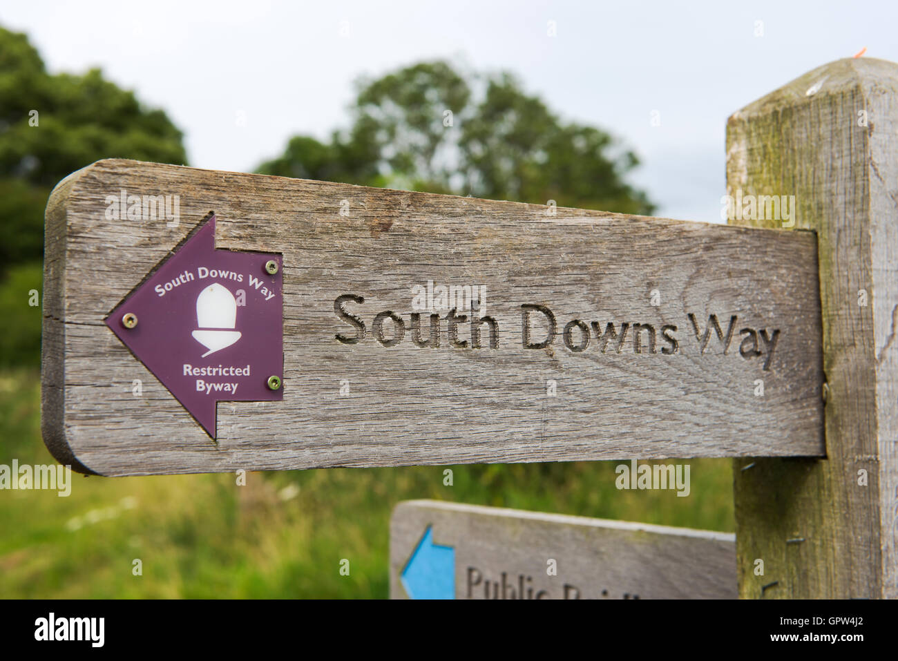 A South Downs Way signpost Stock Photo - Alamy