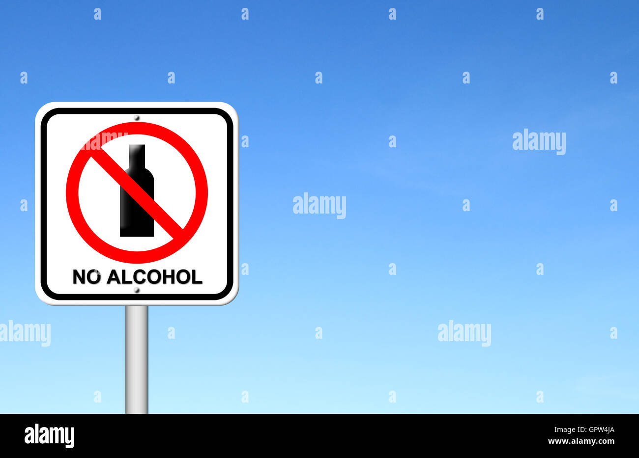 no alcohol sign with blue sky Stock Photo - Alamy