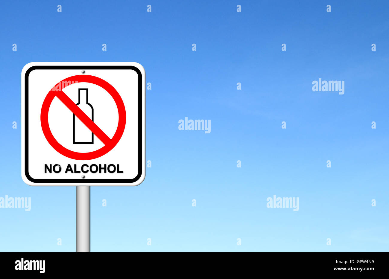 no alcohol sign with blue sky Stock Photo - Alamy