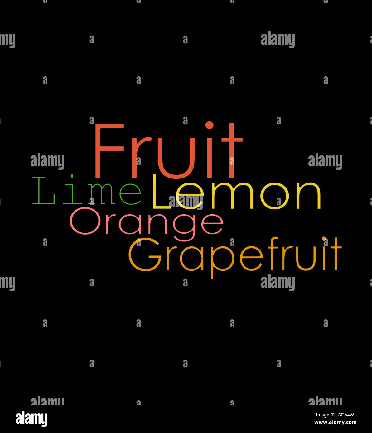 Fruit word background Stock Photo - Alamy