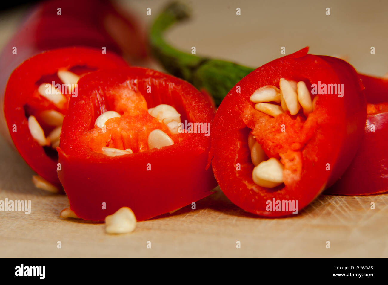 Slice chilli pepper Stock Photo - Alamy