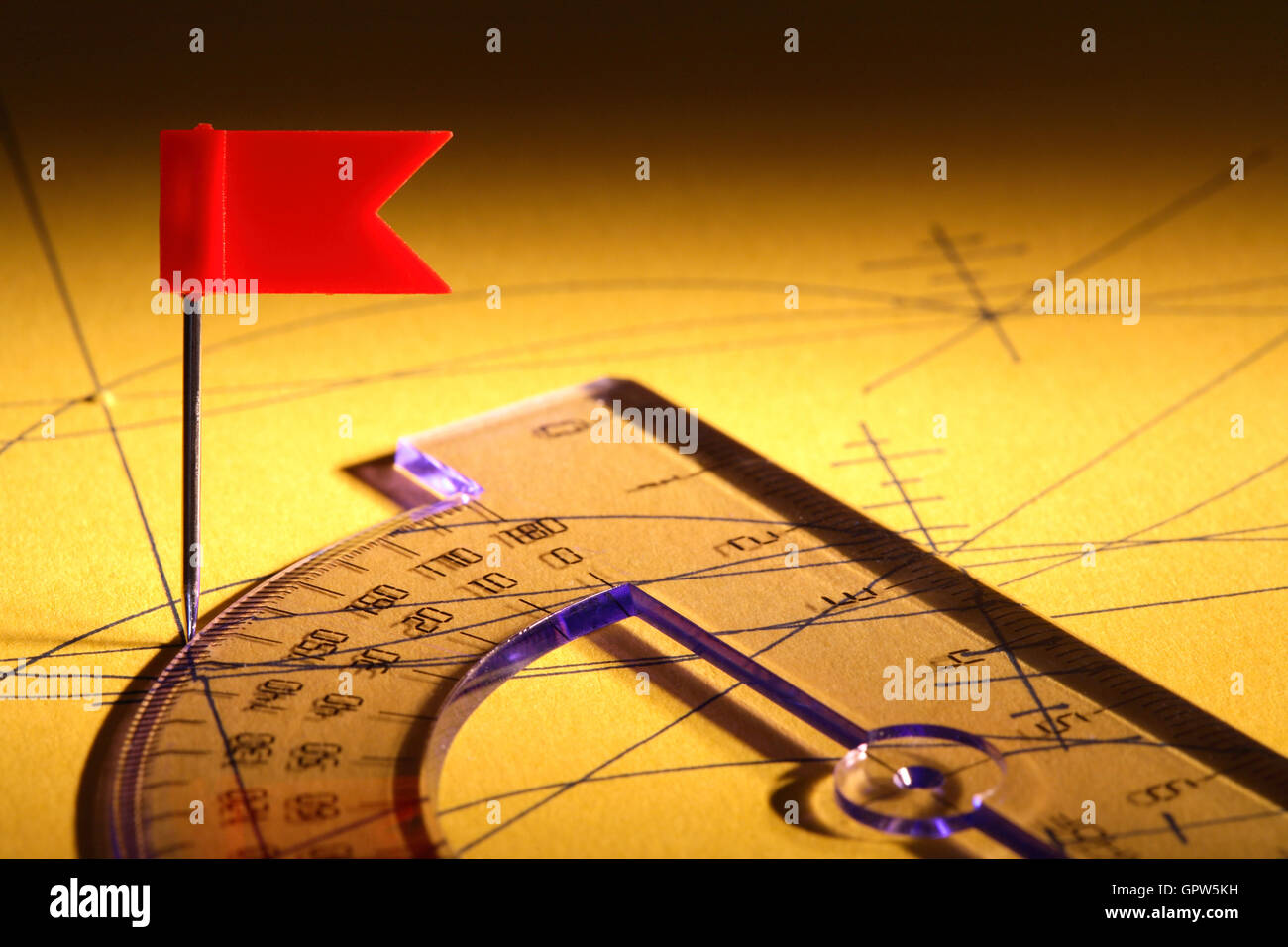 Drawing Pin And Ruler Stock Photo - Alamy