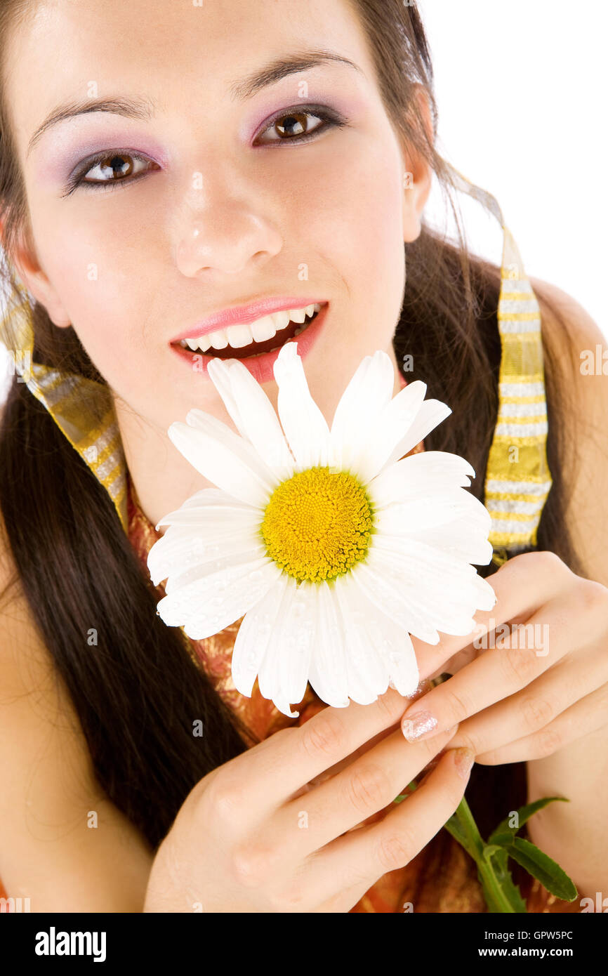chamomile in hands Stock Photo - Alamy