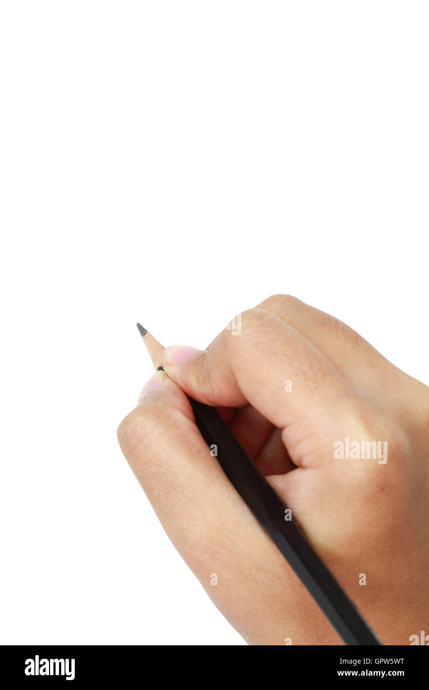 human hands with pencil and writting something Stock Photo - Alamy