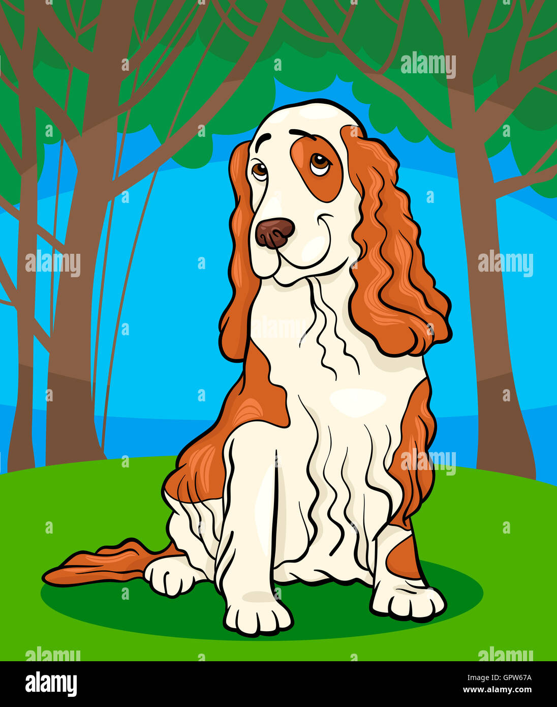 cocker spaniel dog cartoon illustration Stock Photo - Alamy