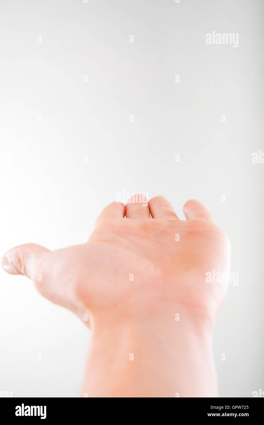 Opened hand over white background Stock Photo - Alamy